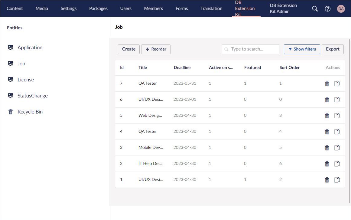 Umbraco Database Extension Kit